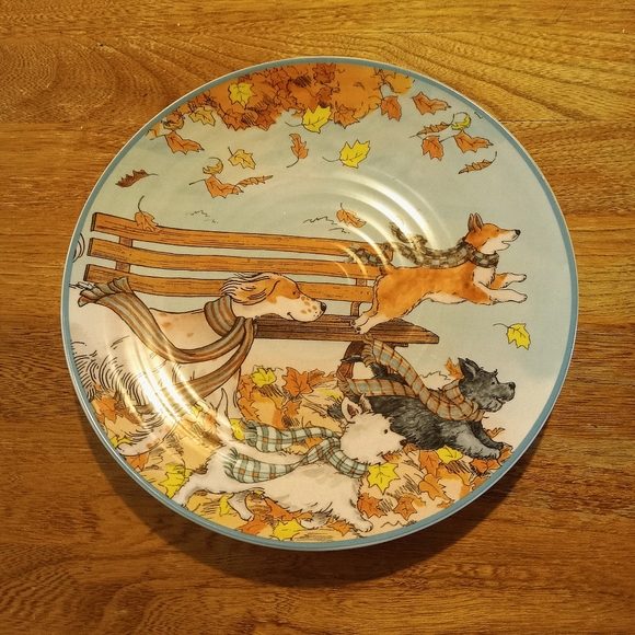 Pier 1 | Dining | Pier One Plate Autumn Park Bench Pups 85 Fall Dogs ...
